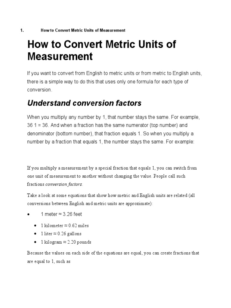 How To Convert Metric Units of Measurement | PDF | Fraction ...