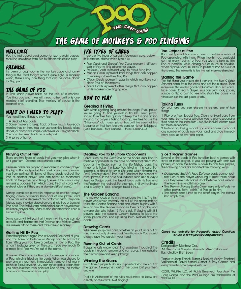 Poo The Card Game Rules | PDF | Leisure