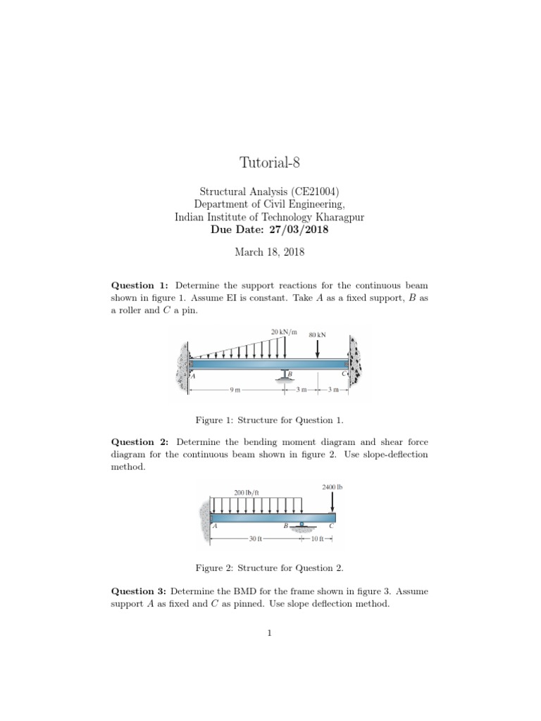 Structural Analysis Tutorial 8 | PDF | Bending | Structural Analysis