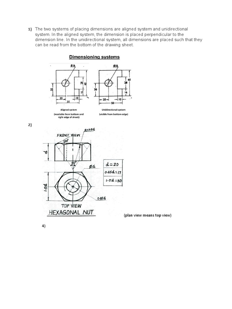1) The Two Systems of Placing Dimensions Are Aligned System and ...