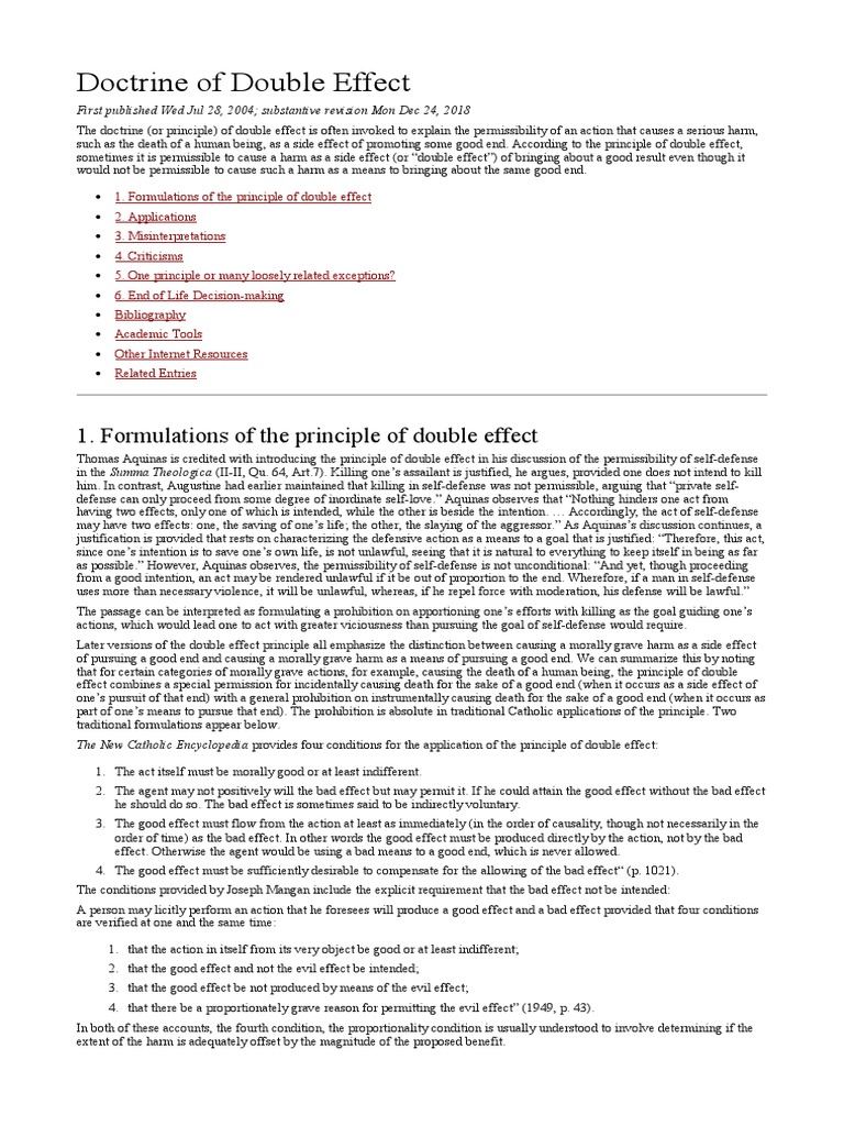 Formulations of The Principle of Double Effect | PDF | Terminal Illness ...
