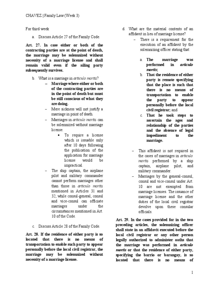 Family Notes (Week 3) | PDF | Annulment | Consul (Representative)