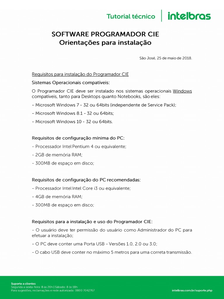 Tutorial de Instalacao Software Programador Cie | PDF