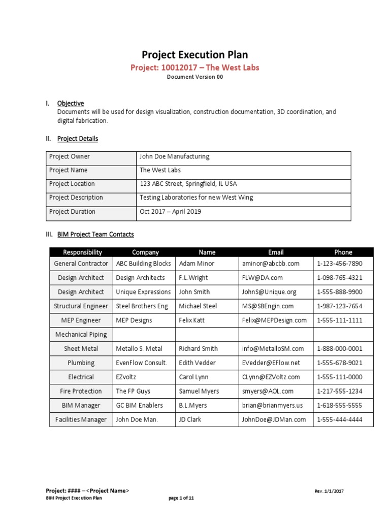 Project Execution Plan: Project: 10012017 - The West Labs | PDF ...