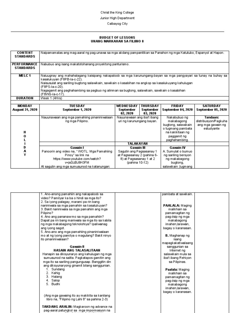 Bol Filipino 8-10 | PDF