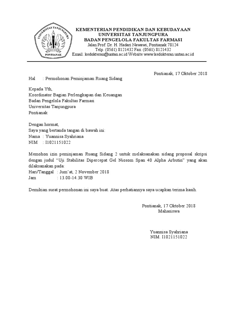 Surat Peminjaman Ruangan | PDF