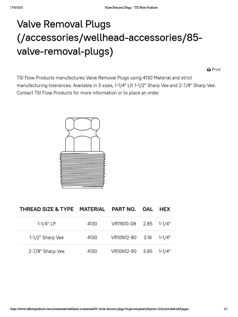 Valve Removal Plugs for Industry | PDF