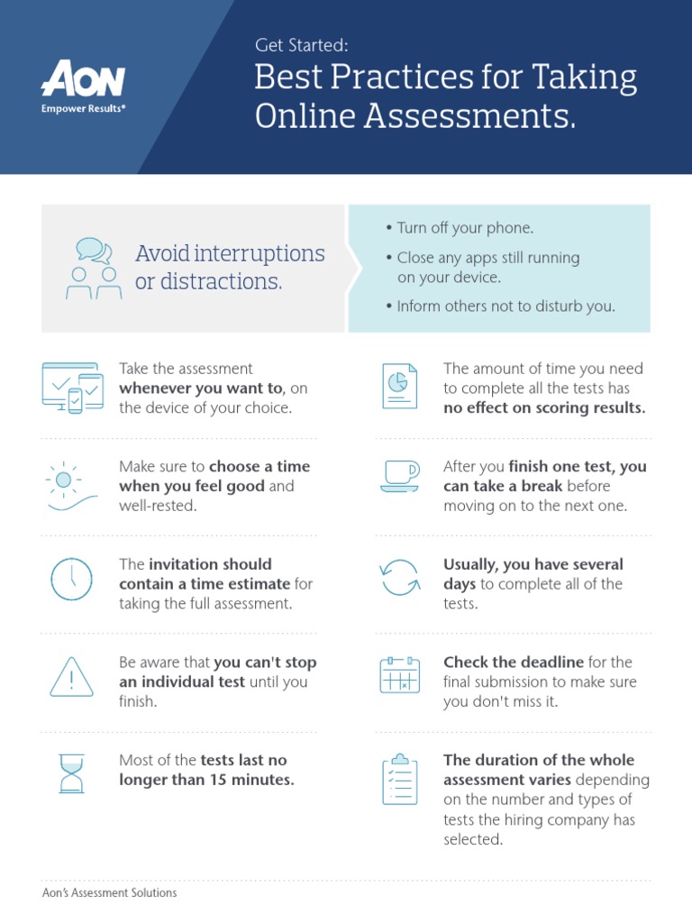 Aon - Get Started Assessments - Best Practices Taking | PDF