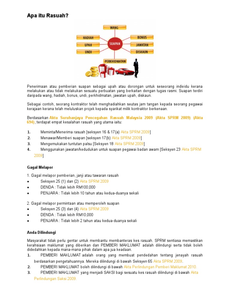 nota ringkas tentang RASUAH