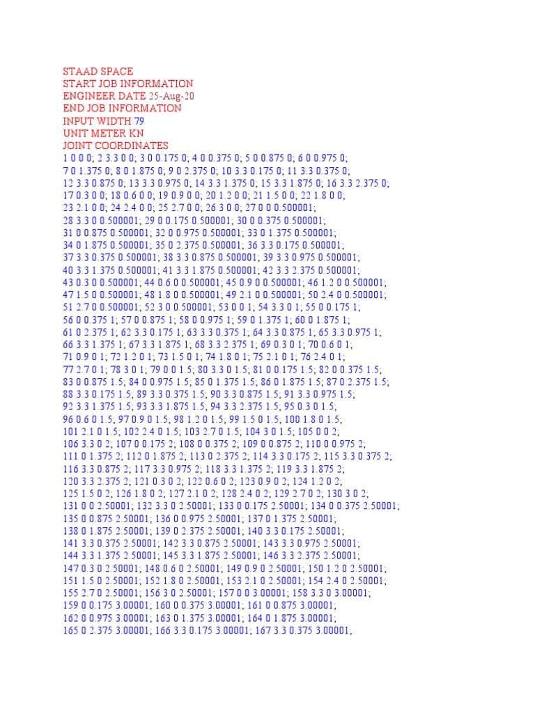 Staad Space Start JOB Information Engineer Date END JOB Information ...