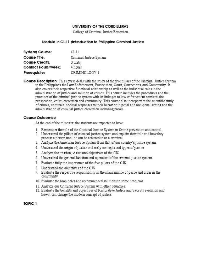 CLJ 1 Moduledocx | PDF | Prosecutor | Punishments