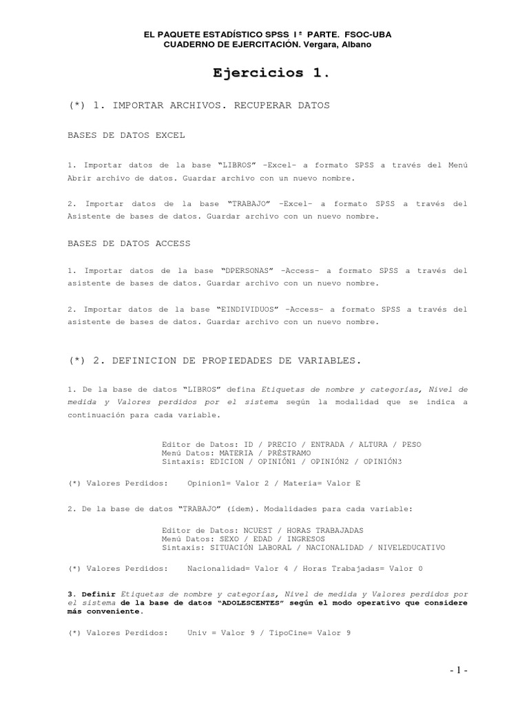 Cuaderno de Ejercicios SPSS - I | PDF | Spss | Estadísticas