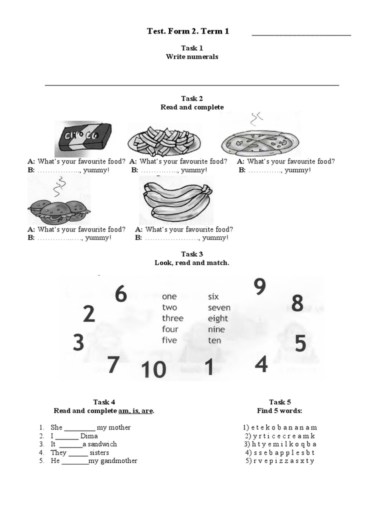 Test. Form 2. Term 1 | PDF | Language Arts & Discipline