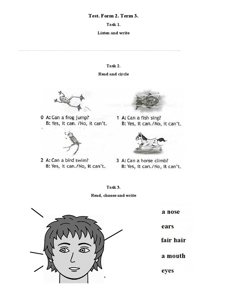 Test. Form 2. Term 3 | PDF