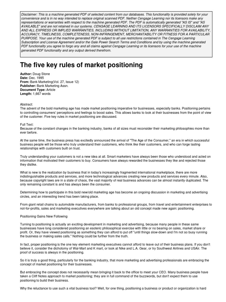 The Five Key Rules of Market P | PDF | Sales | Marketing