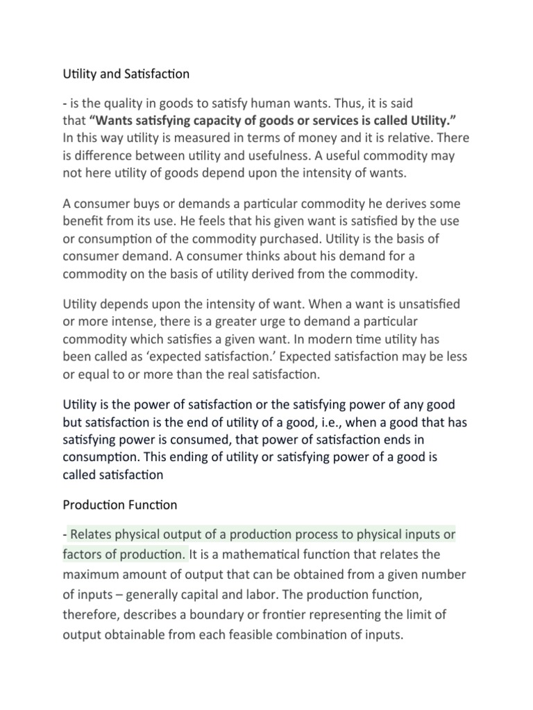Utility and Satisfaction | PDF | Utility | Value (Economics)
