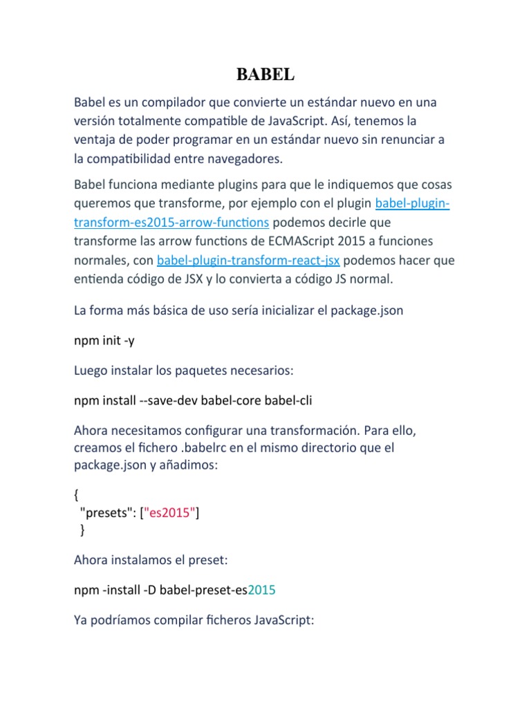 BABEL | PDF | Script Java | Desarrollo de software