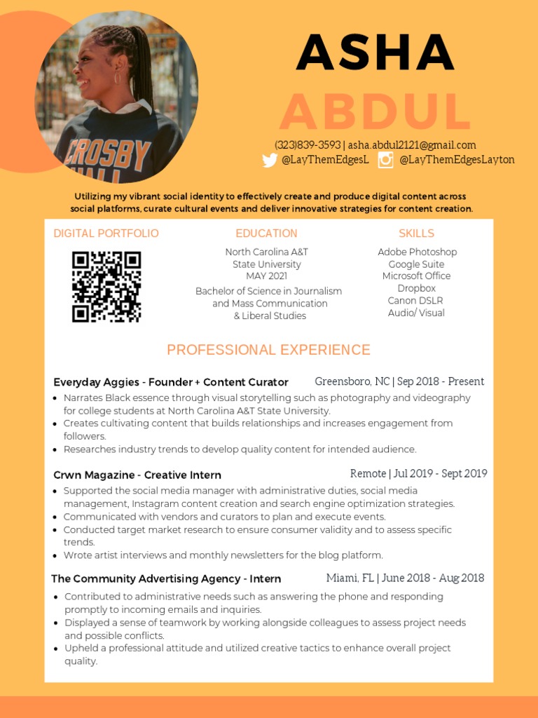 ASHA ABDUL Resume PDF | PDF | Social Media | Popular Culture & Media ...