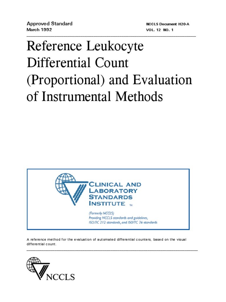 Reference Leukocyte Differential Count (Proportional) and Evaluation of ...