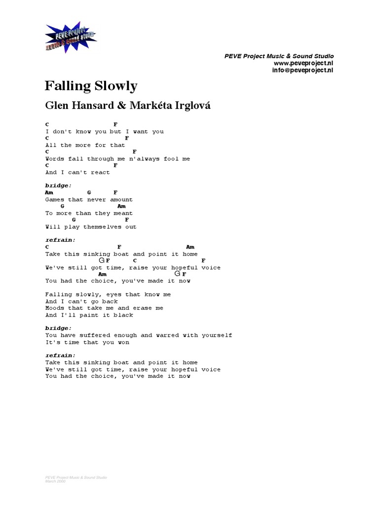 Guitar Chords For Falling Slowly