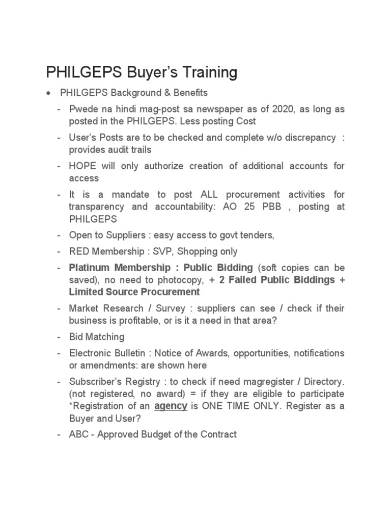 PHILGEPS Buyer's Training: Limited Source Procurement | PDF
