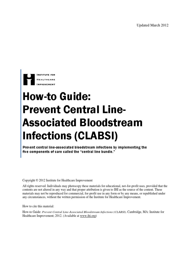 How-To Guide: Prevent Central Line-Associated Bloodstream Infections ...