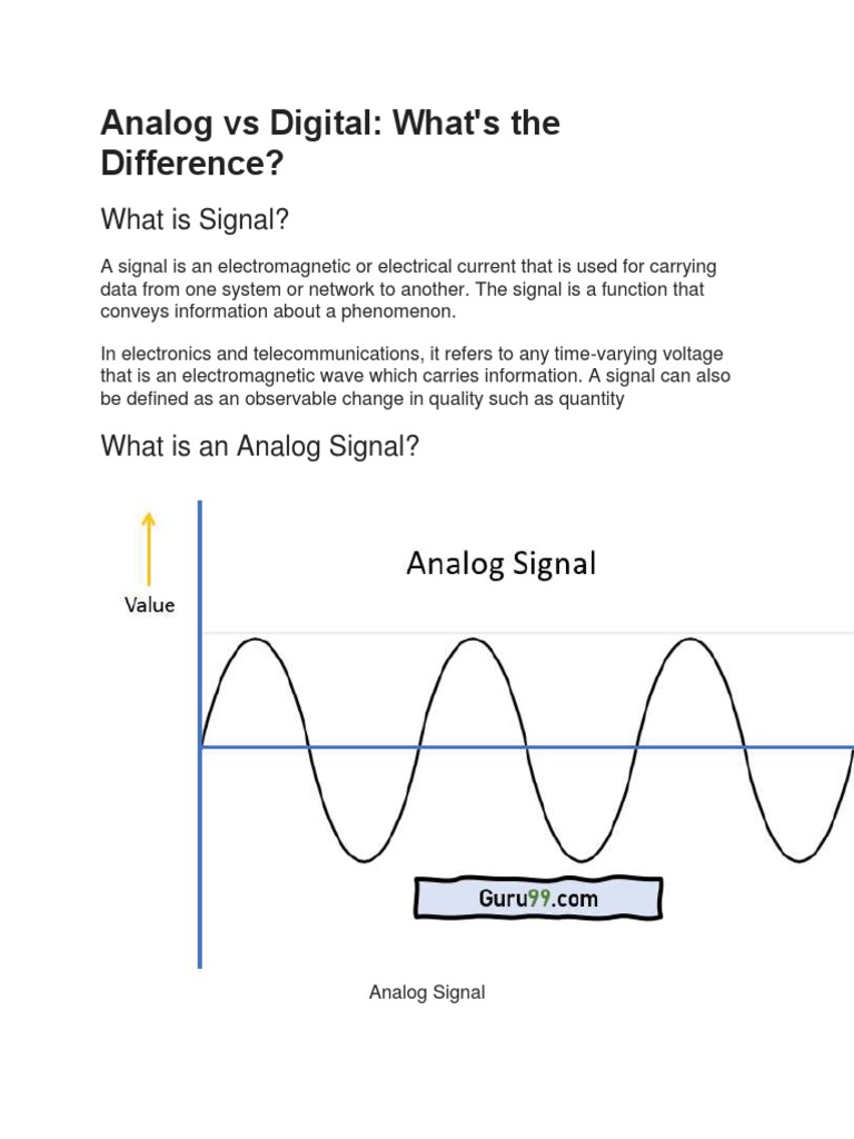 Analog Vs Digital | PDF | Digital Signal | Analog Signal