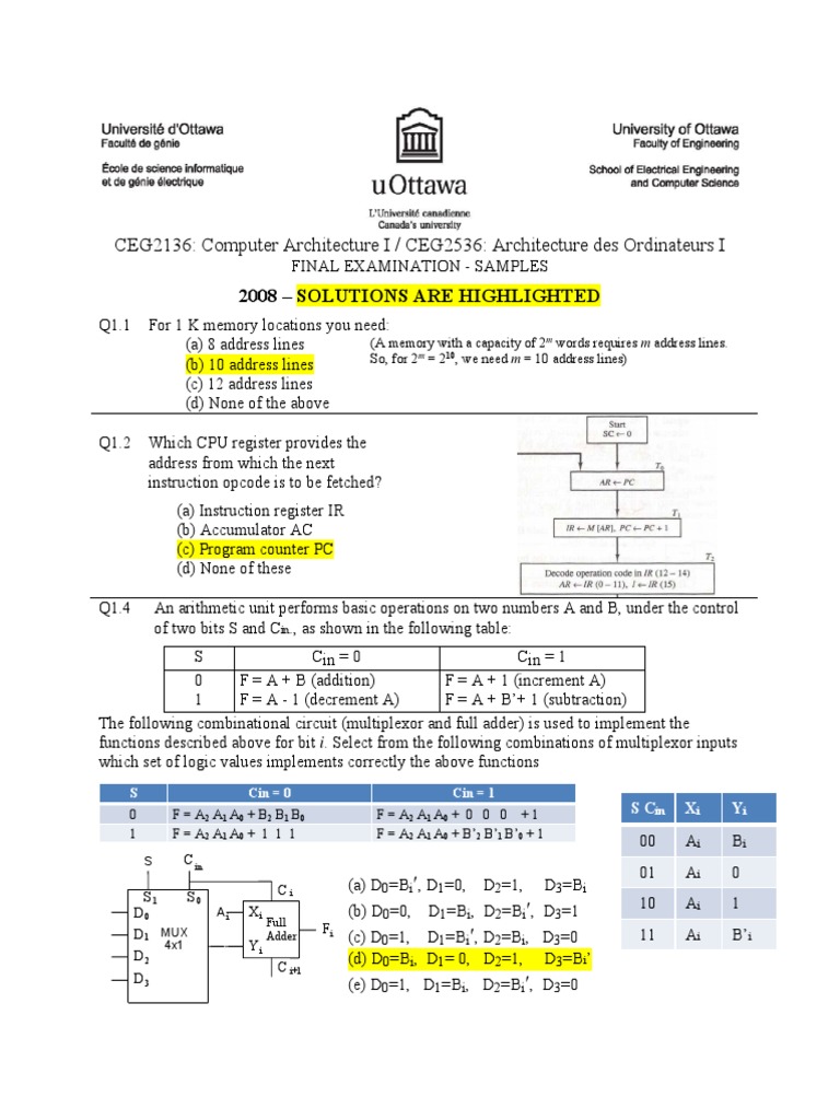 CEG 2136 - Fall 2017 - Final Exam Sample | PDF | Assembly Language | Subroutine