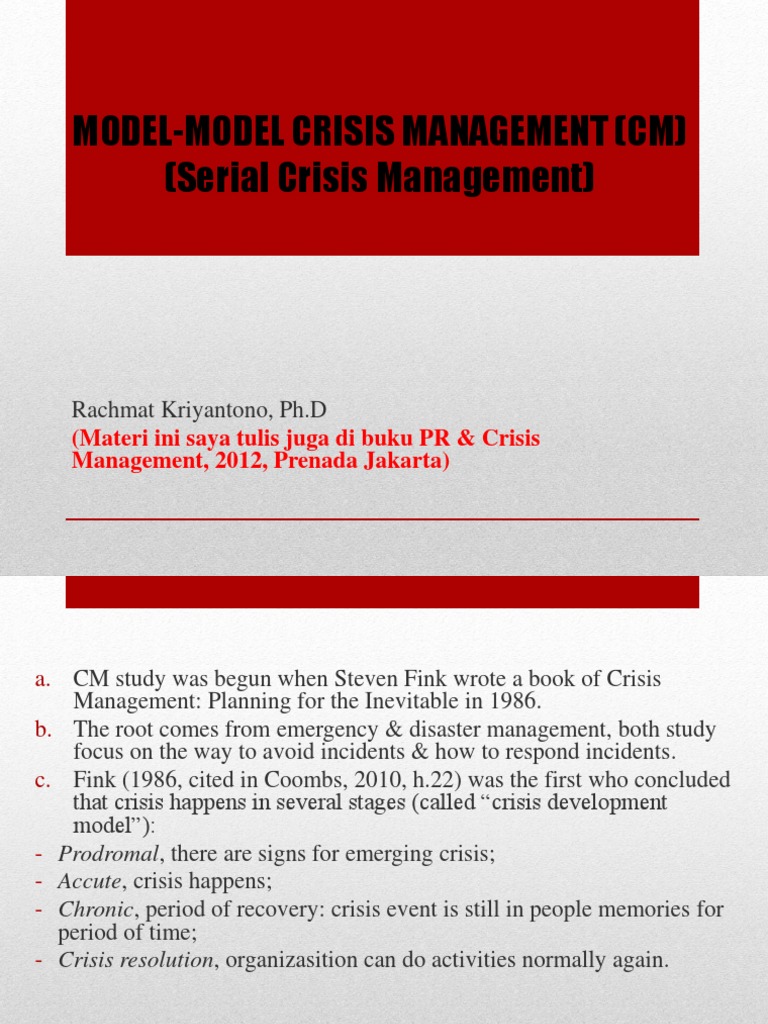 Model-Model Crisis Managemen | PDF | Crisis Management | Behavioural ...