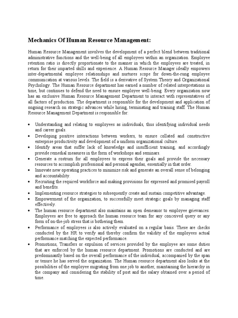 Functions of Human Resource Management1 | PDF | Human Resource ...
