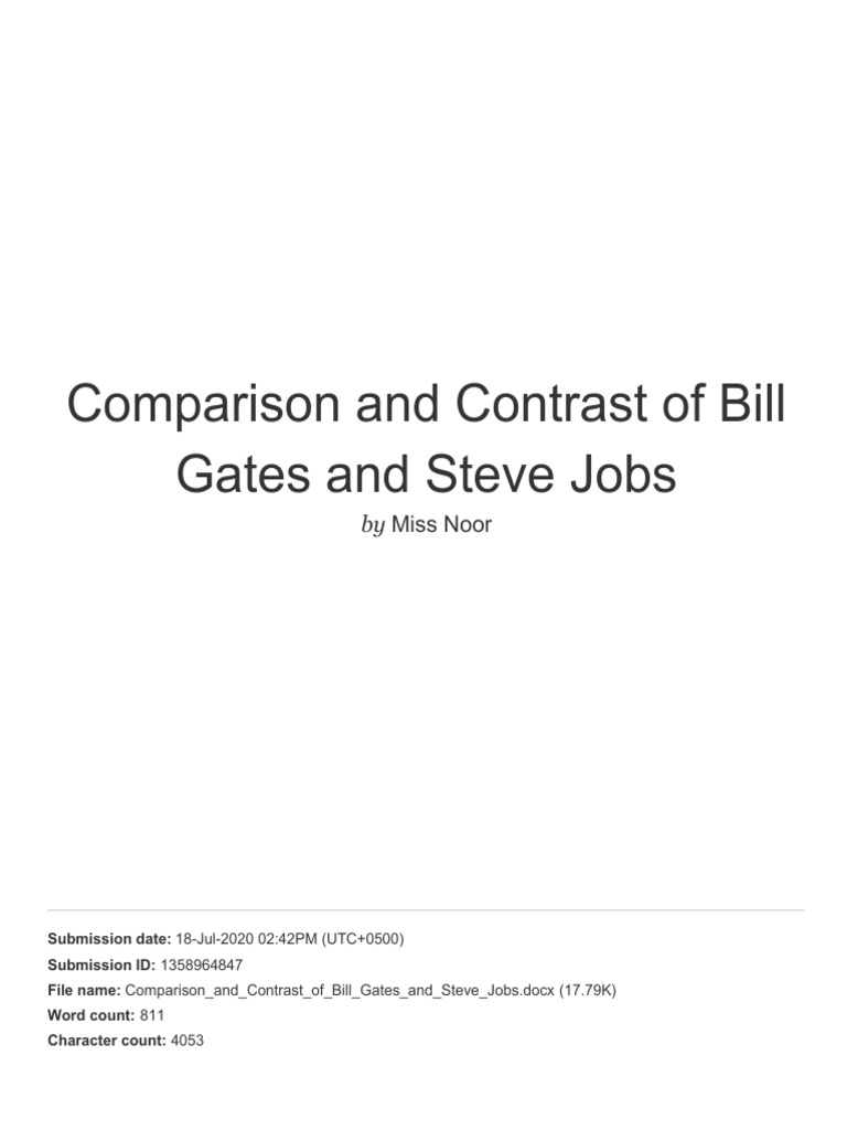 Comparison and Contrast of Bill Gates and Steve Jobs PDF | PDF ...