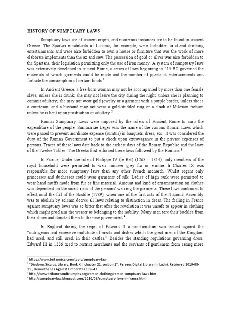 History of Sumptuary Laws | PDF | Clothing