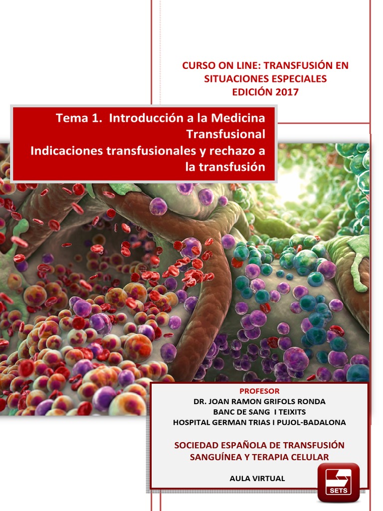 Tema 1. Introducción a la Medicina Transfusional | PDF | Transfusión de ...