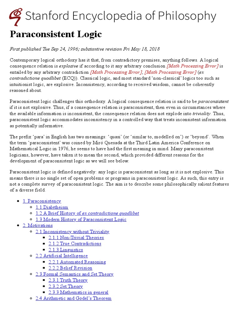 Paraconsistent Logic | PDF | Logic | Vagueness