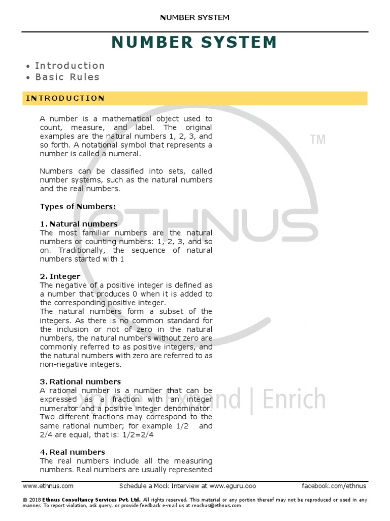 Number Systems PDF | PDF | Numbers | Natural Number