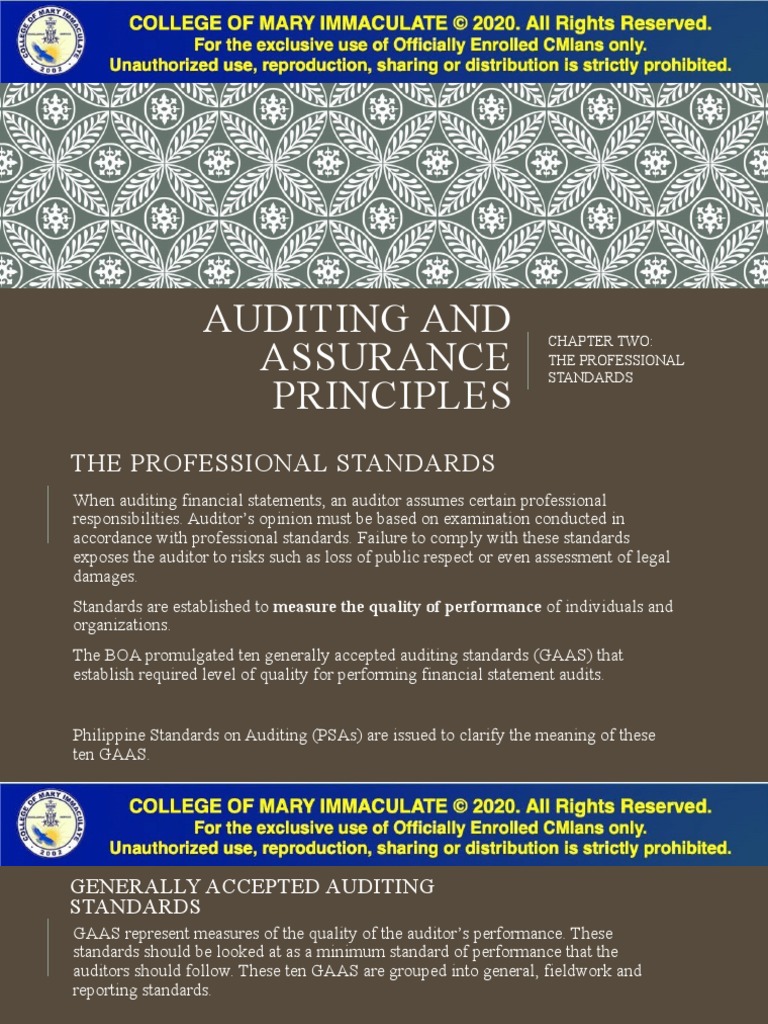 Auditing and Assurance Principles: Chapter Two: The Professional ...