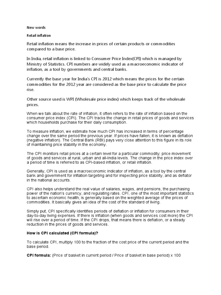 How Is CPI Calculated (CPI Formula) ? | PDF | Consumer Price Index ...