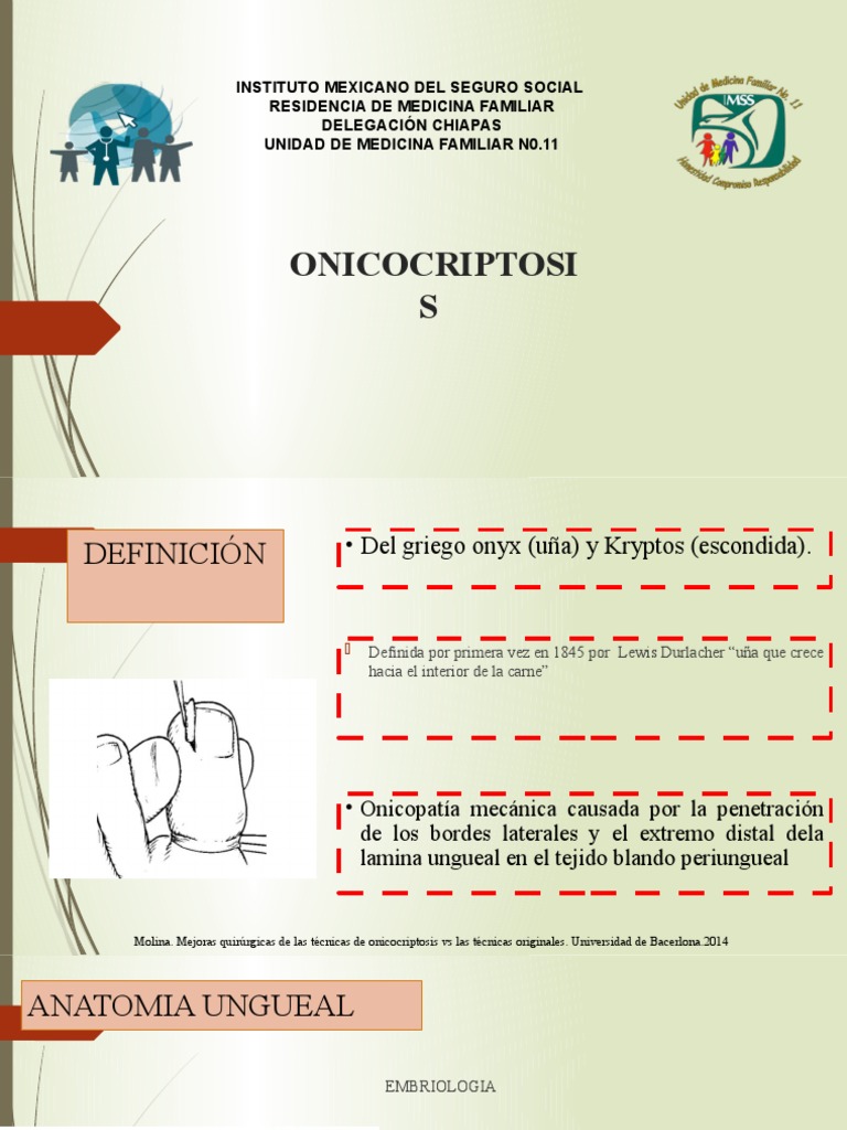 ONICOCRIPTOSIS | PDF | Clavo (anatomía) | Dolor