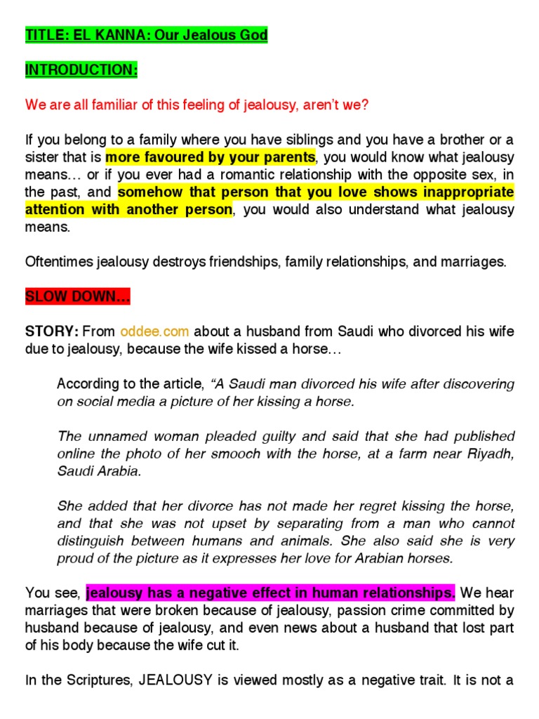 El Kanna | PDF | Jealousy | Idolatry