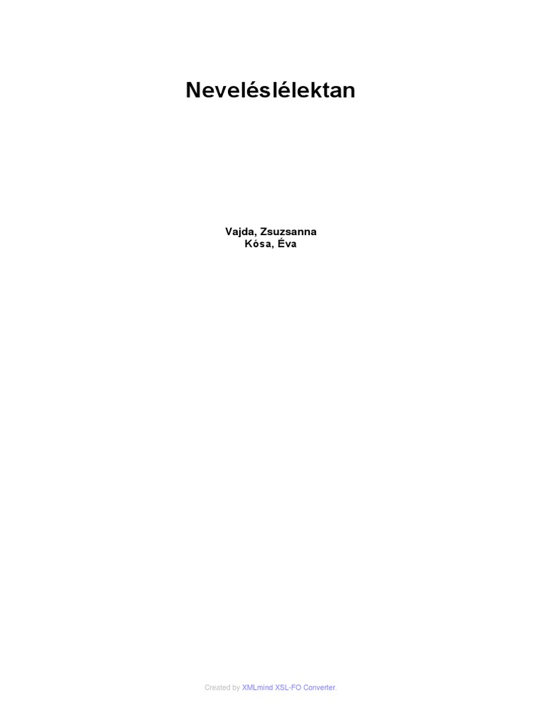 Neveléslélektan Vajda, Zsuzsanna Kósa, Éva | PDF