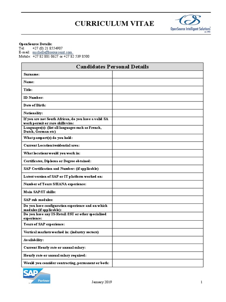 OpenSource CV Matrix 2019 | PDF | Sap Se | Teachers