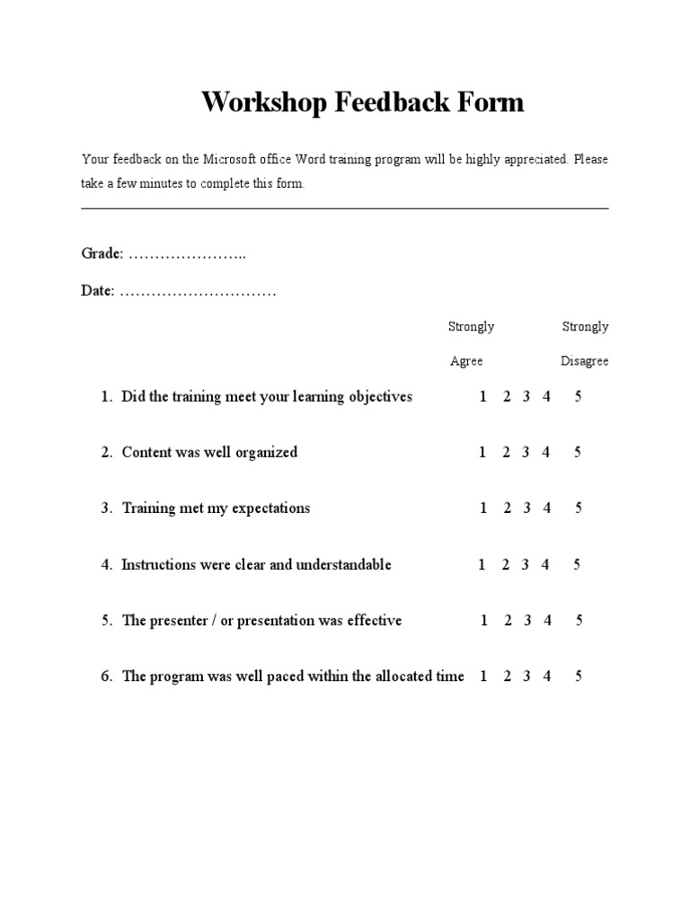 Feedback Form | PDF