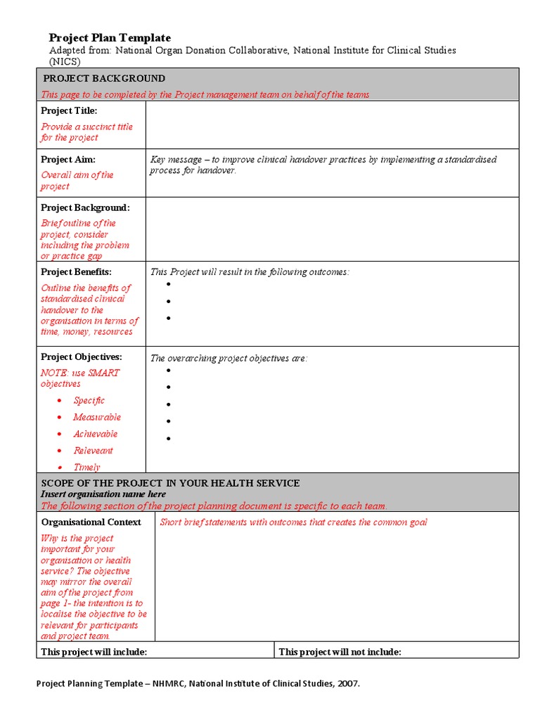 Work Plan Document Template