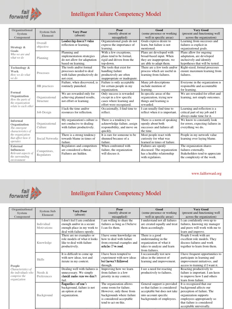 Intelligent Failure Competency Model: Overall Objective | PDF ...