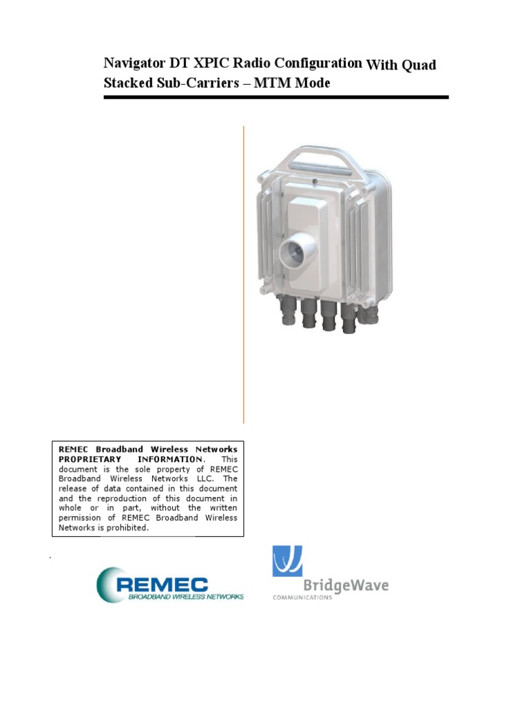 Navigator DT XPIC Radio Configuration With Sub-Carriers MTM Mode - V6 ...