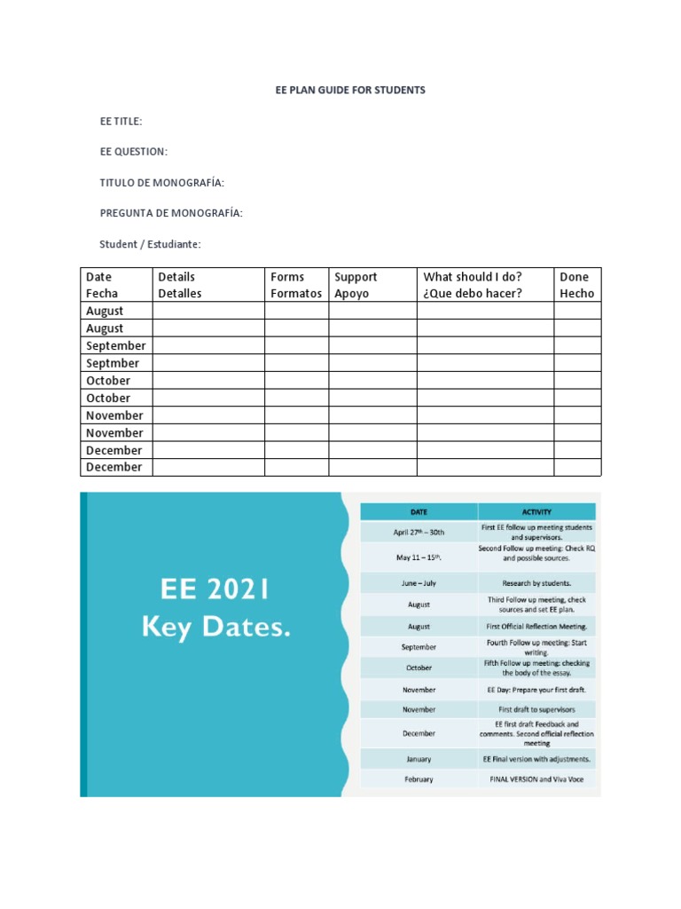 Ee Plan Guide For Students | PDF