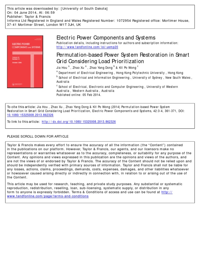 Electric Power Components and Systems | PDF | Genetic Algorithm ...