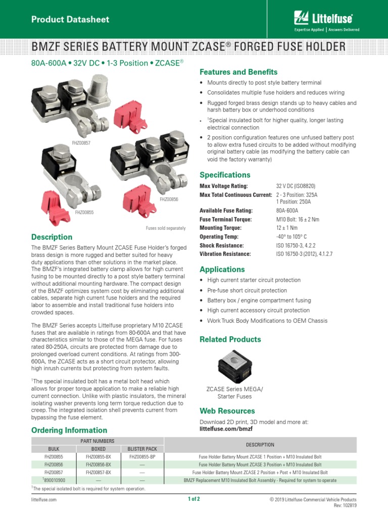 BMZF Series Battery Mount Zcase Forged Fuse Holder: Product Datasheet ...
