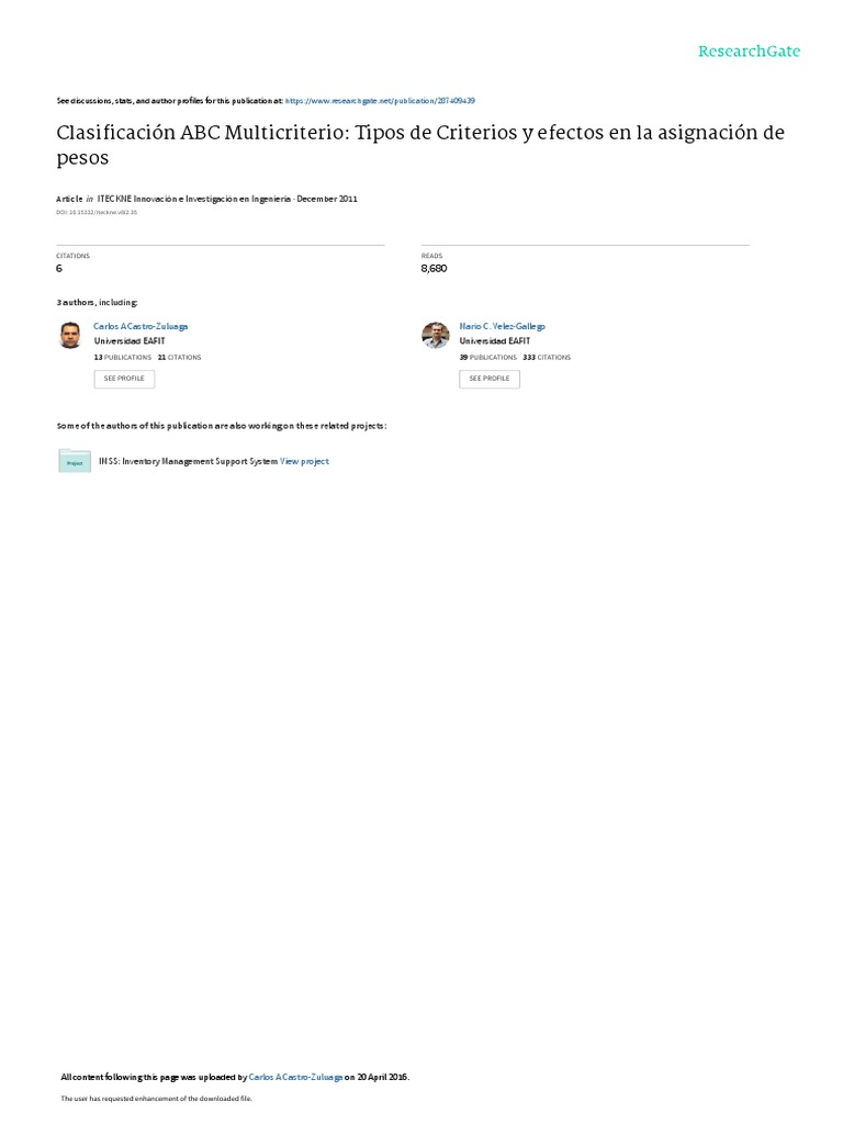 Clasificacion ABC Multicriterio Tipos de Criterios | PDF | Inventario ...