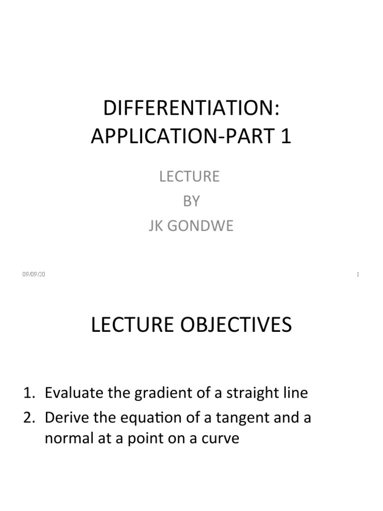Differentiation Application-Part 1 | PDF | Slope | Tangent